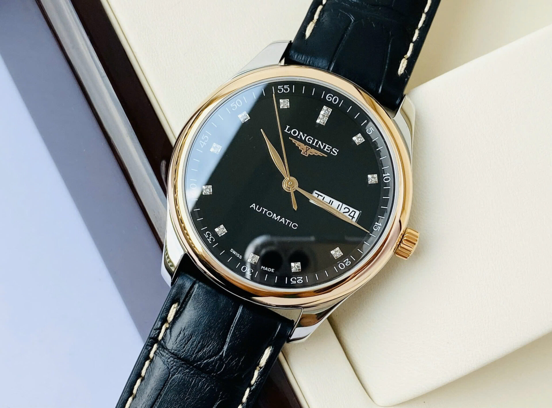 Longines Master Collection Diamond Demi Rose 18K – L2.755.5.59.2 - Linh ...